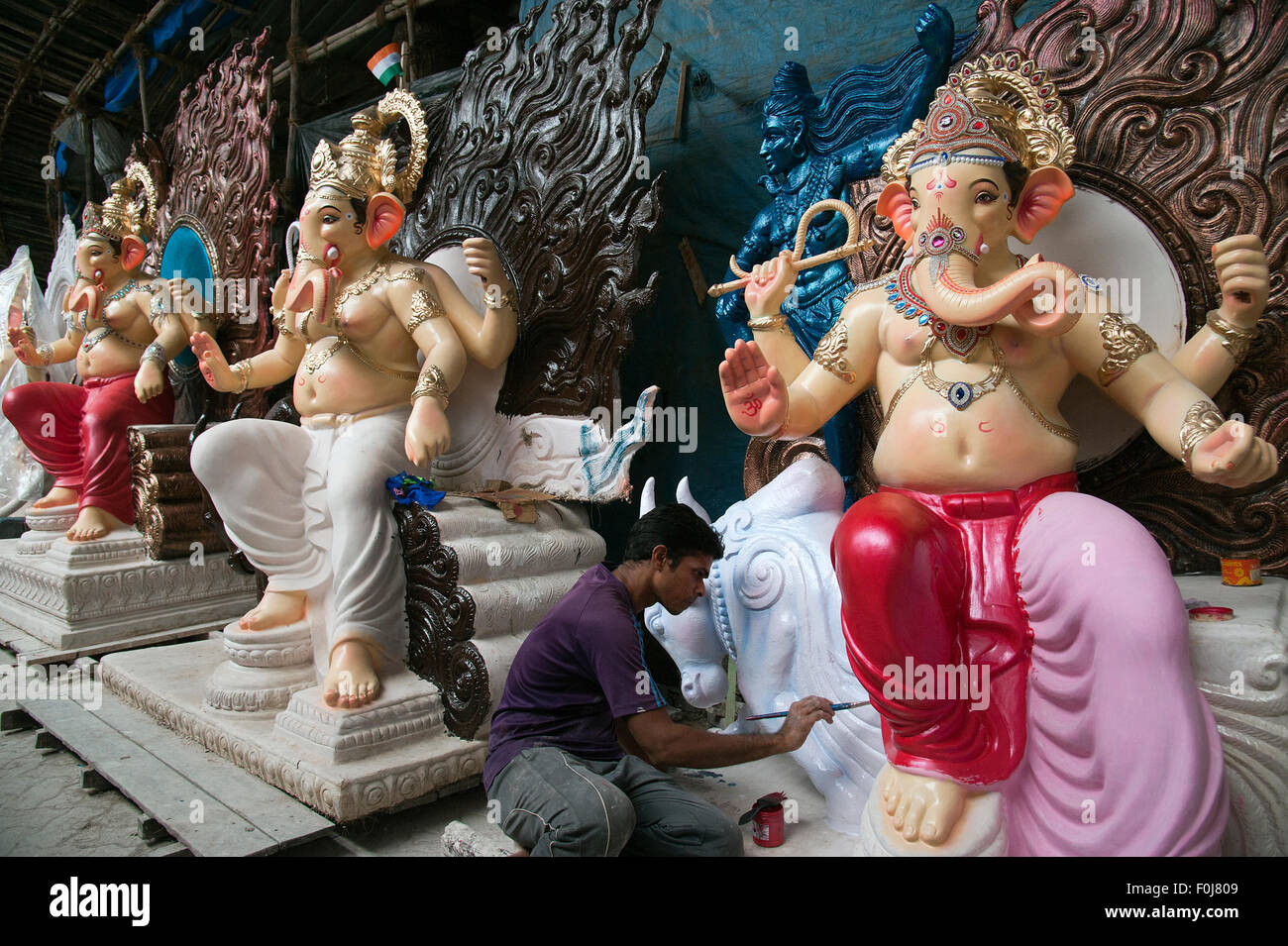 Ganpati Idol Making Factory Festival Mumbai High Resolution Stock ...