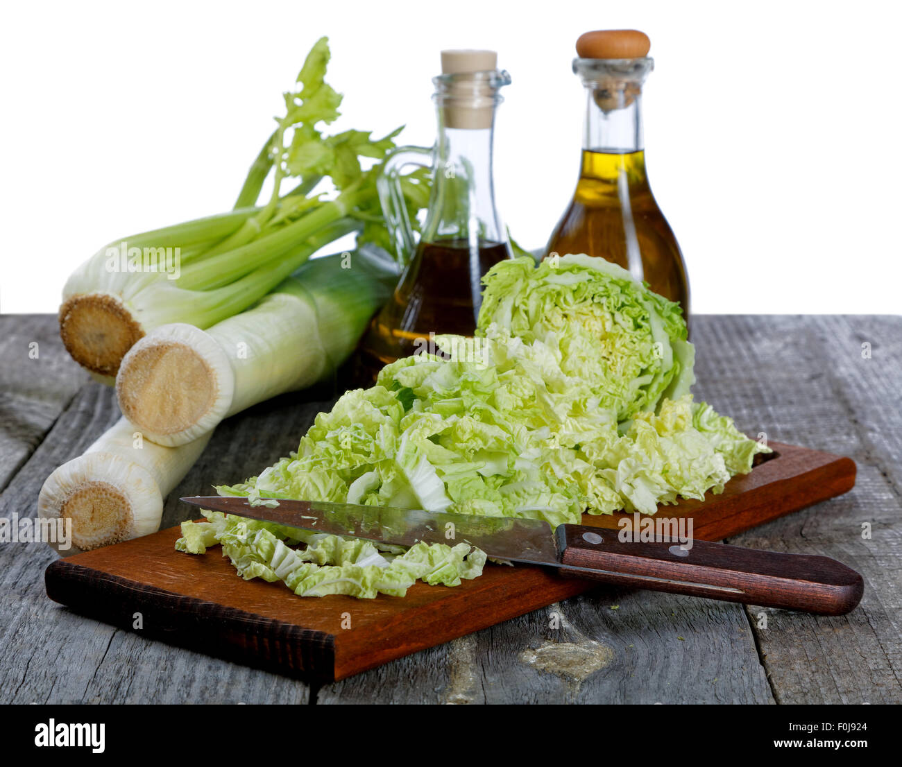 shallots cabbage and olive oil on a white background Stock Photo - Alamy