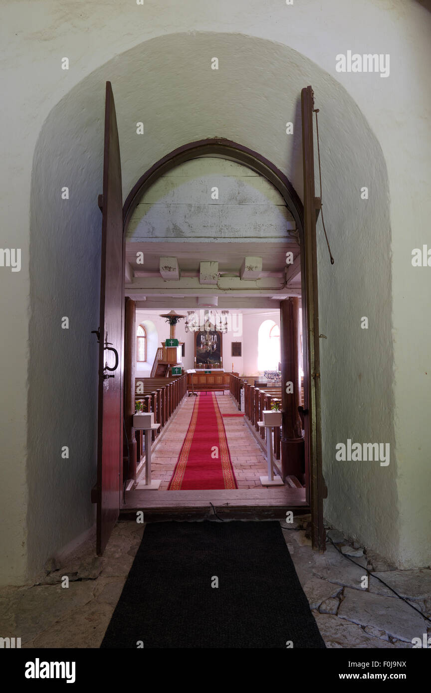 Reigi Church interior view. Island Hiiumaa. Estonia 7th August, 2015 ...