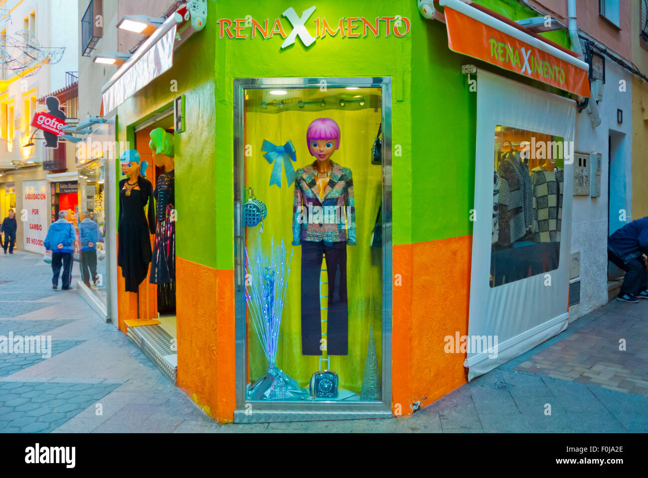 Shops, Paseo de la Carretera, old town, Benidorm, Alicante province ...
