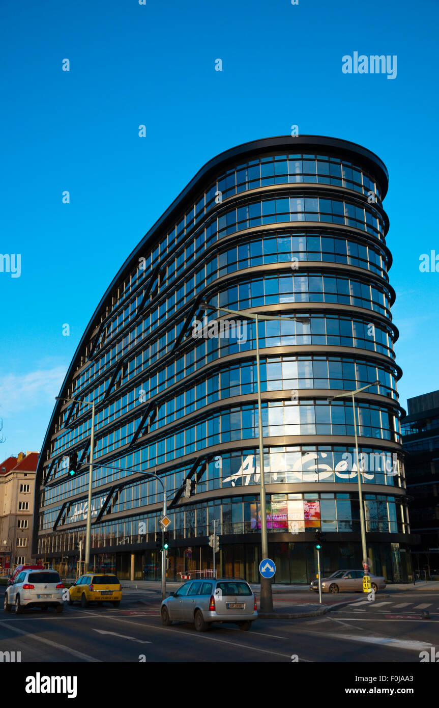 Argentinska street, with new office buildings, Holesovice, Prague ...