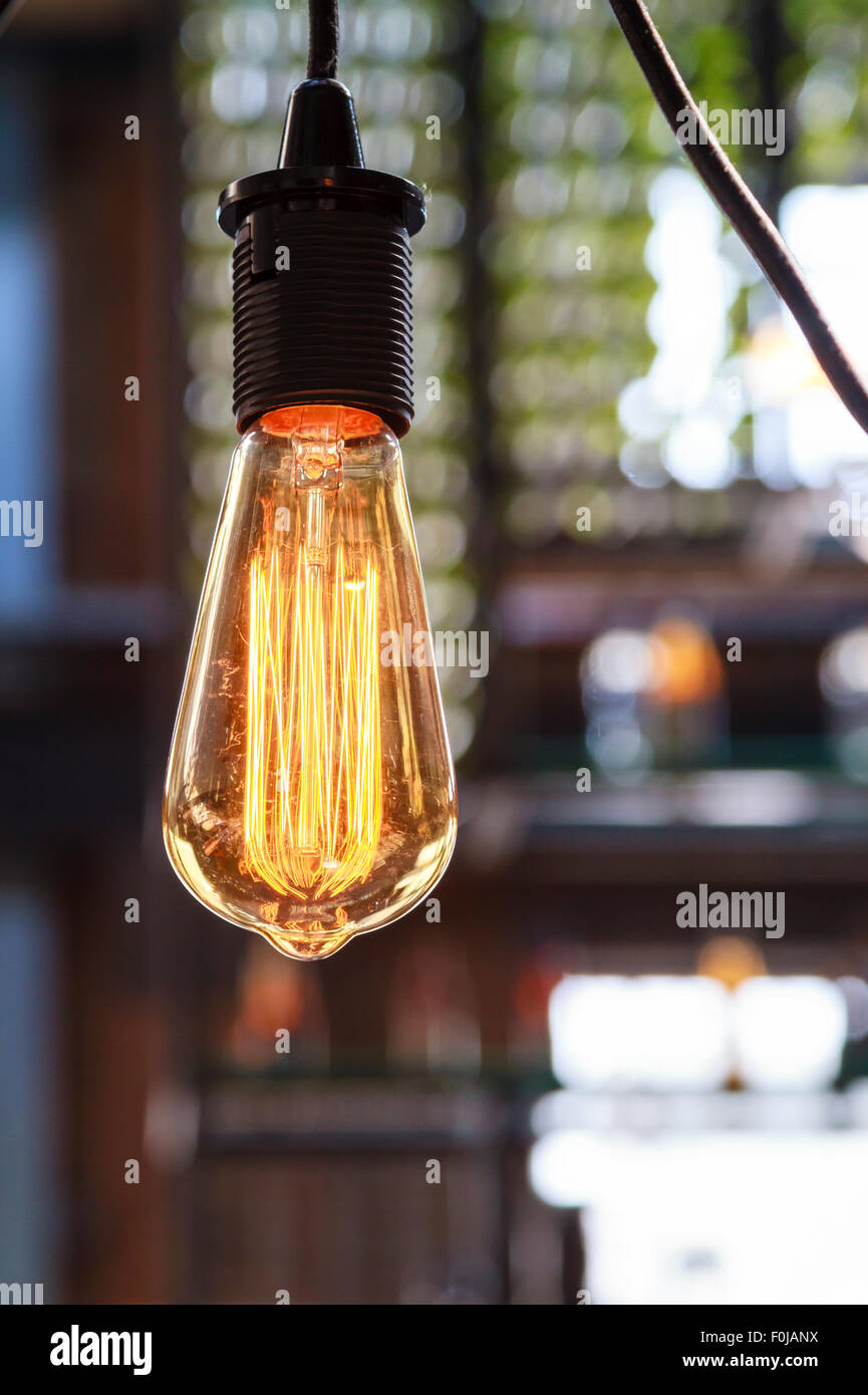 Interior lighting decoration with vintage eclectic light bulb with ...