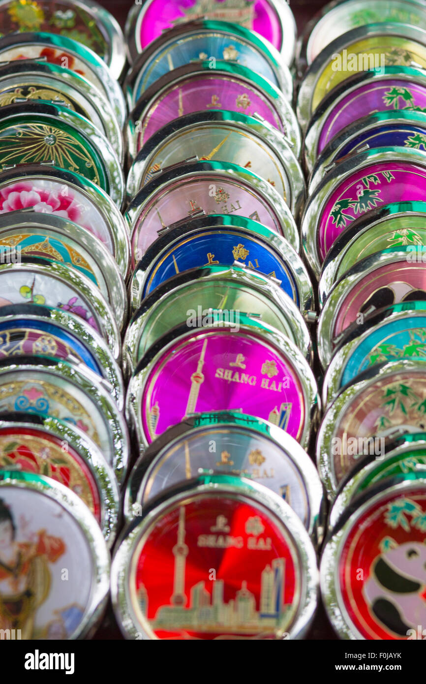 Small colored boxes aligned in a market in shanghai Stock Photo - Alamy