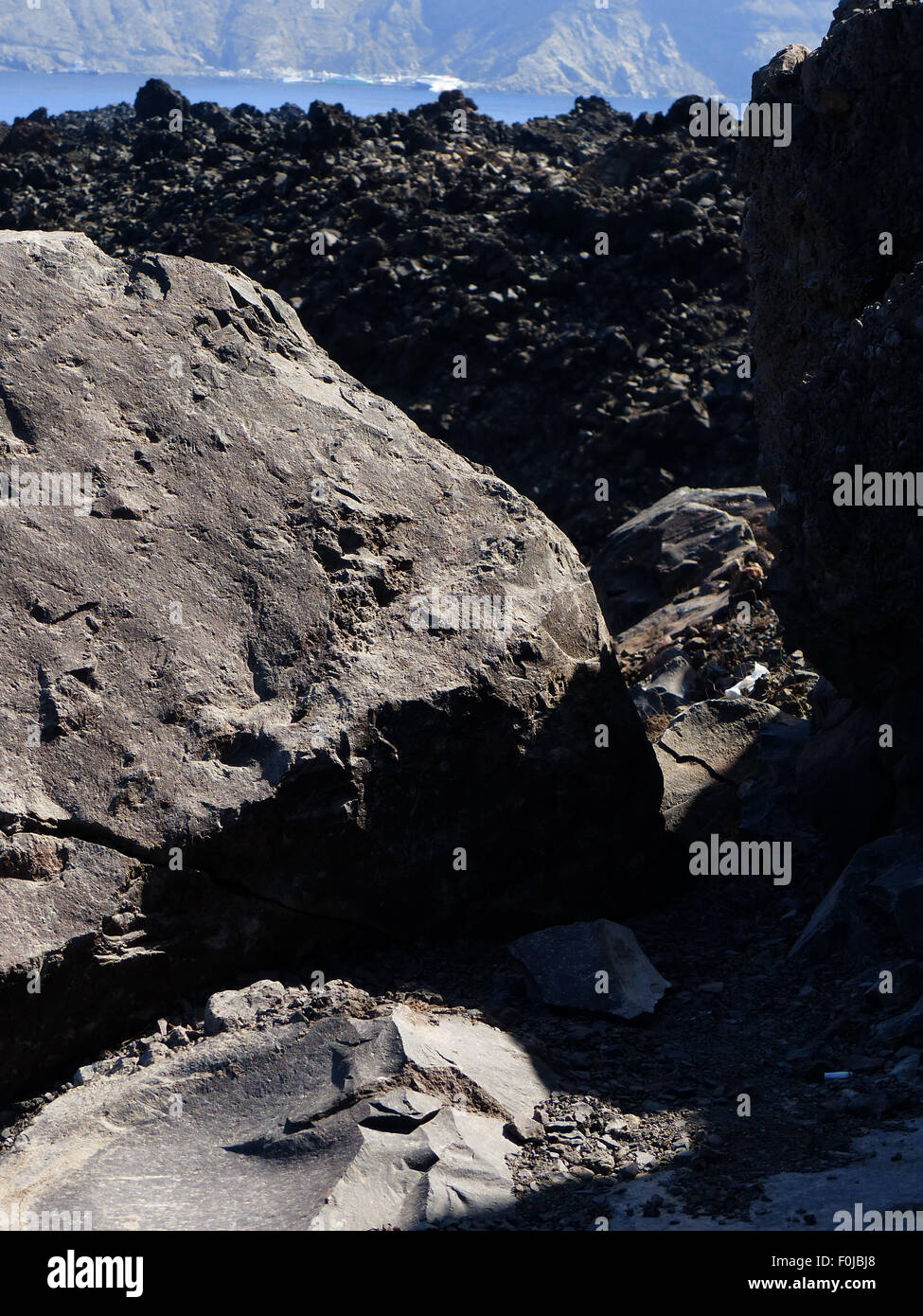 Stunning rocky landscape of Nea Kameni volcanic island Stock Photo - Alamy Stunning rocky landscape of Nea Kameni volcanic island Stock Photo - Alamy