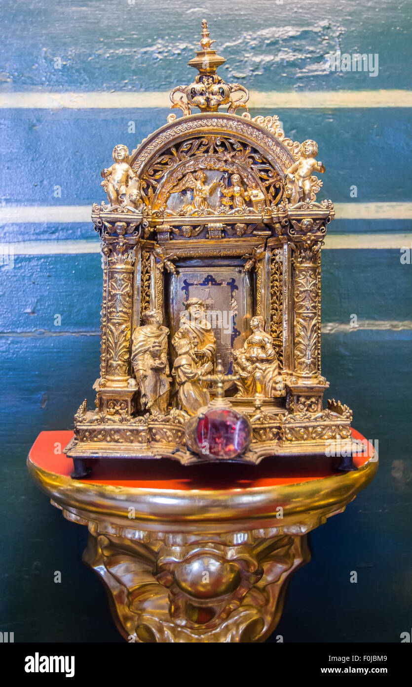 silver and gold cabinet to store religious relics Stock Photo - Alamy
