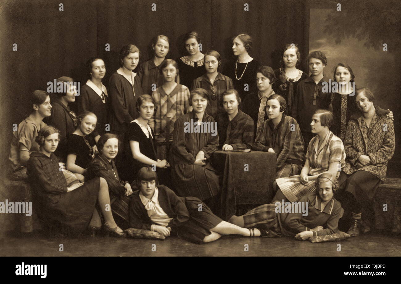 pedagogy, class photo, girls' school, class 5a, 1927, Additional-Rights ...