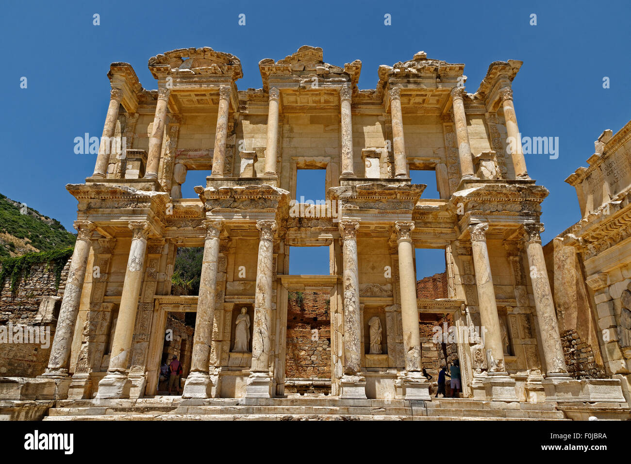 The library of Celsus at the ancient Greek/Roman Empire town of Ephesus ...