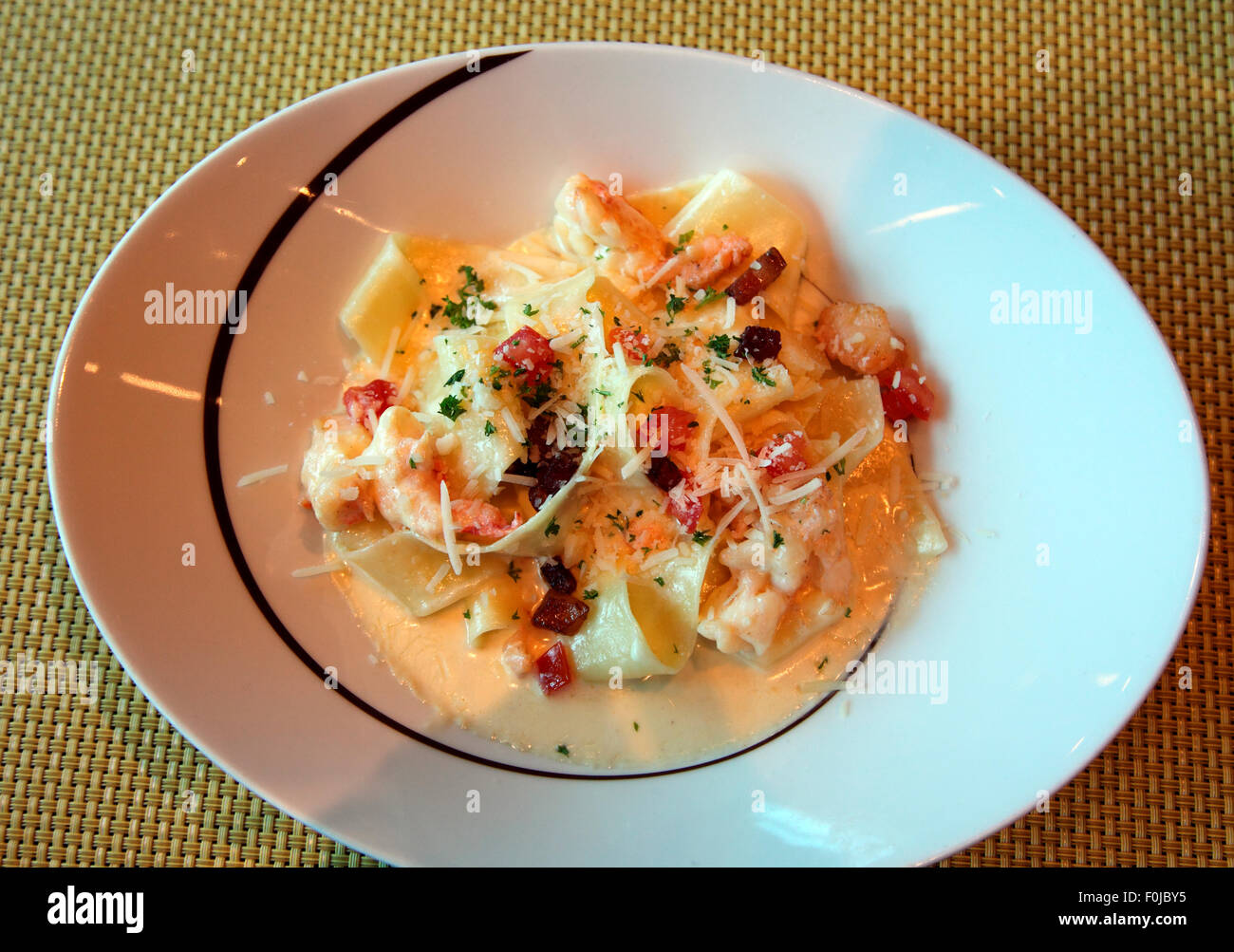 Lobster Pappardelle Alfredo Stock Photo - Alamy