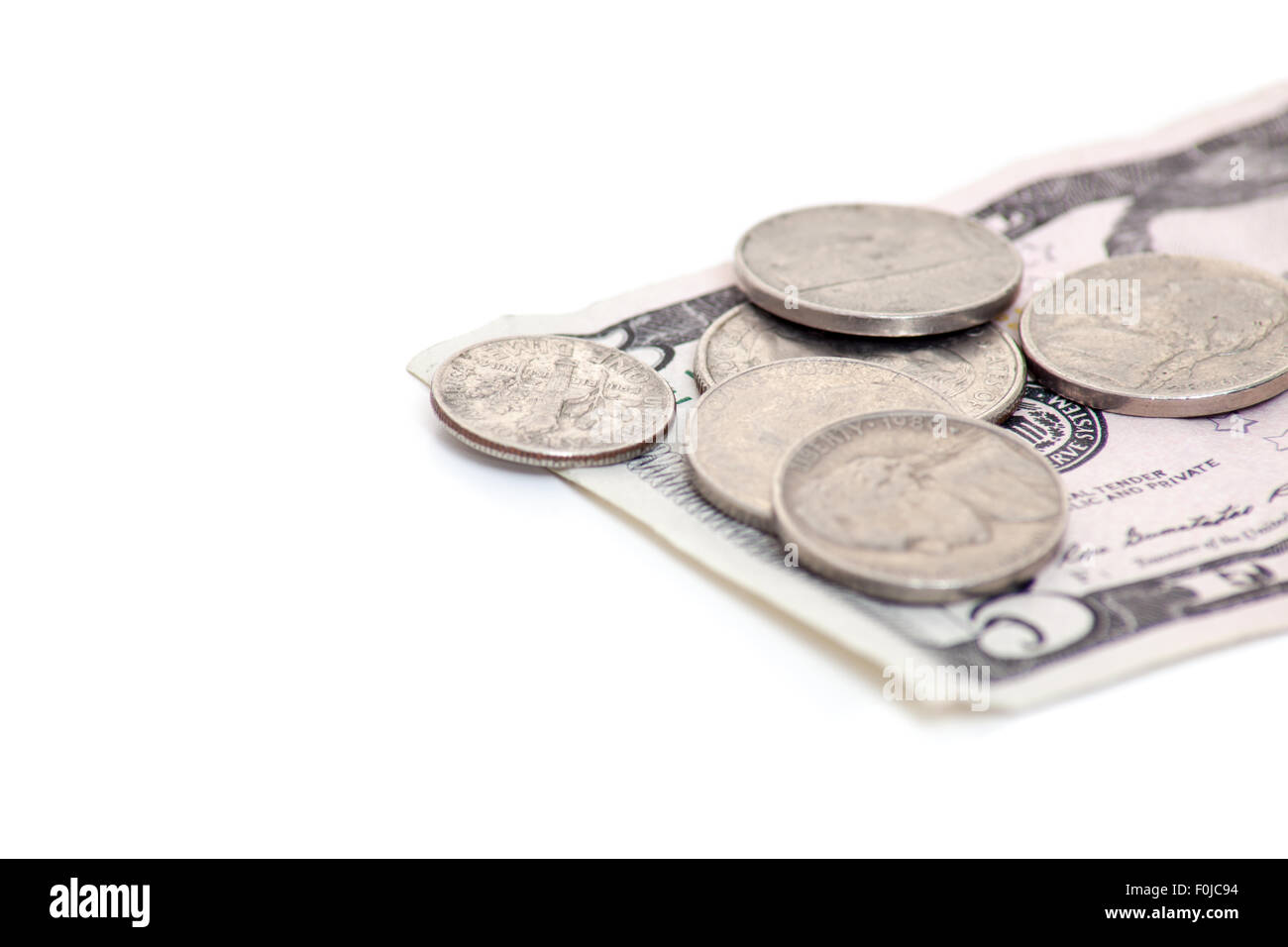 Spare change with plenty of copy space Stock Photo - Alamy