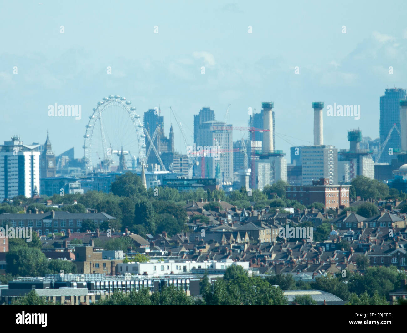Wimbledon London,UK. 17th August 2015. London skyline seen from ...