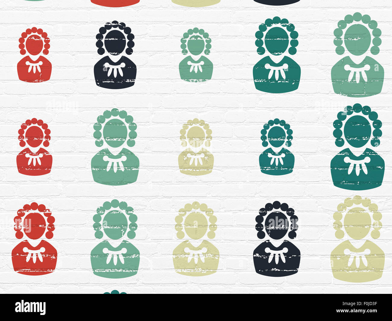 Law concept: Judge icons on wall background Stock Photo - Alamy