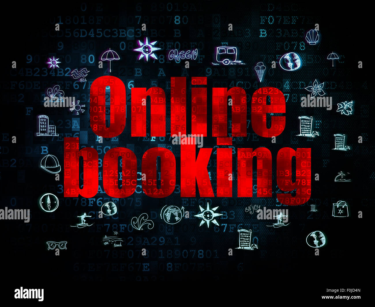 Travel concept: Online Booking on Digital background Stock Photo - Alamy