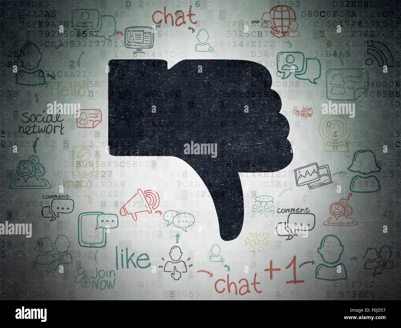 Social network concept: Thumb Down on Digital Paper background Stock ...