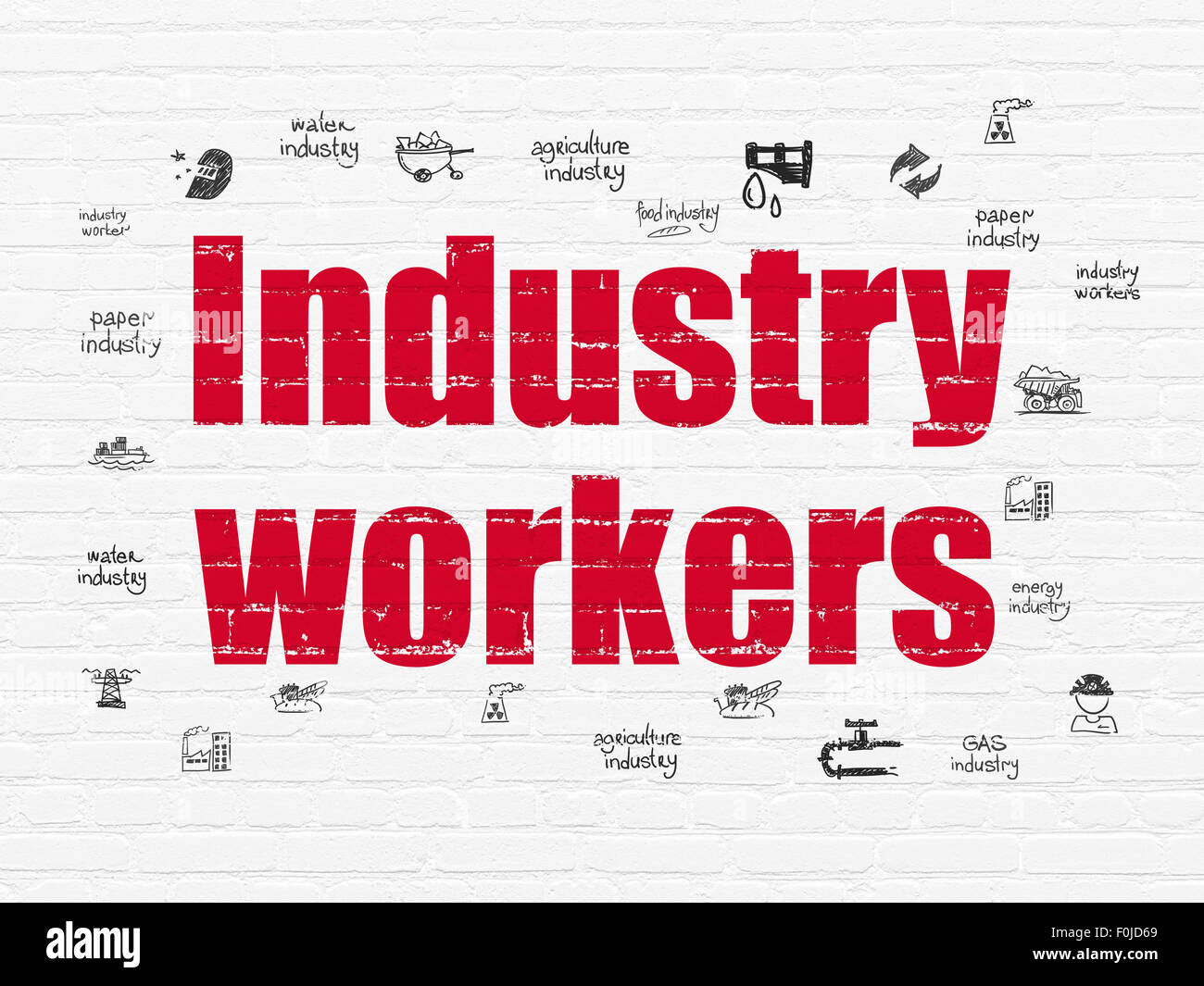 Industry concept: Industry Workers on wall background Stock Photo - Alamy
