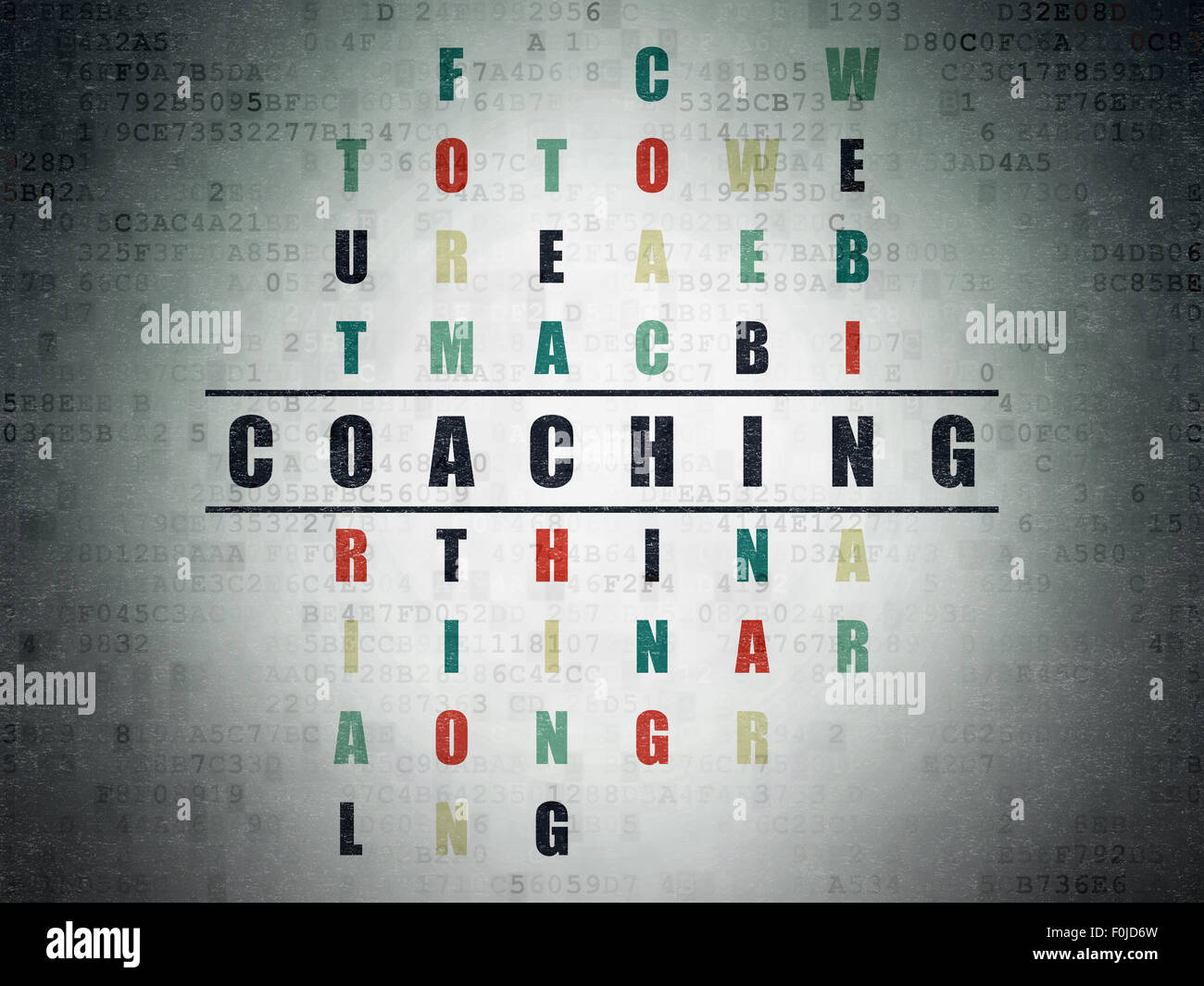 Education concept: word Coaching in solving Crossword Puzzle Stock ...