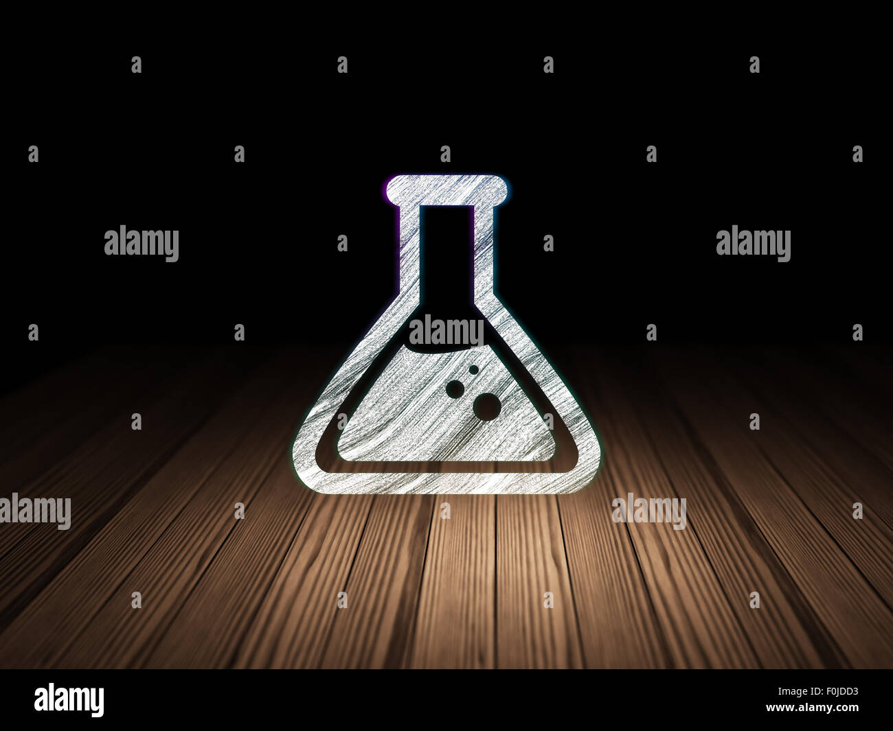 Science concept: Flask in grunge dark room Stock Photo - Alamy
