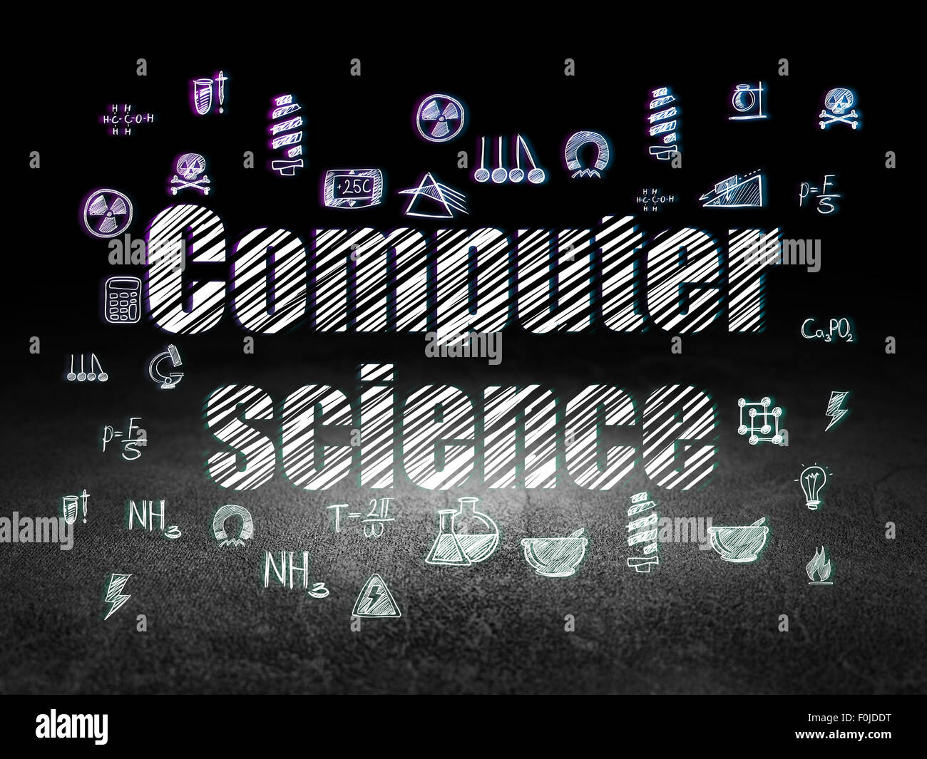 Science concept: Computer Science in grunge dark room Stock Photo - Alamy
