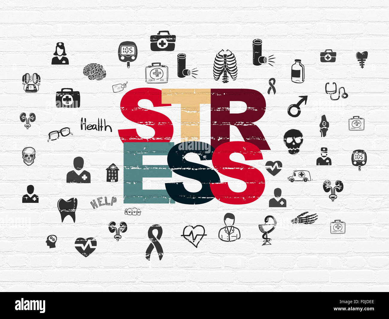 Health concept: Stress on wall background Stock Photo - Alamy