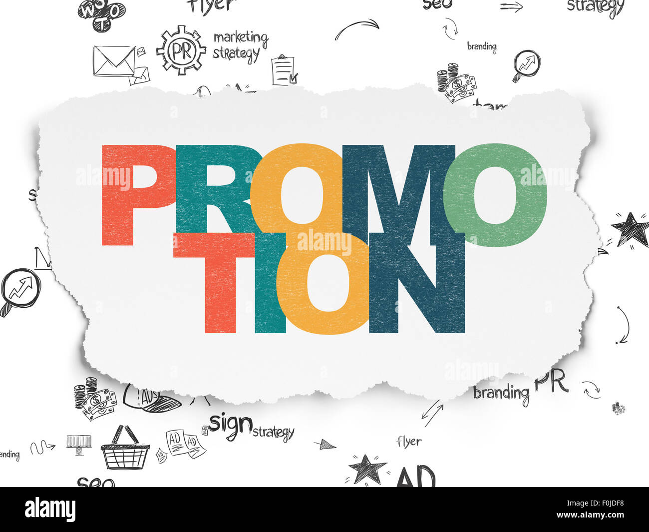 Marketing concept: Promotion on Torn Paper background Stock Photo - Alamy