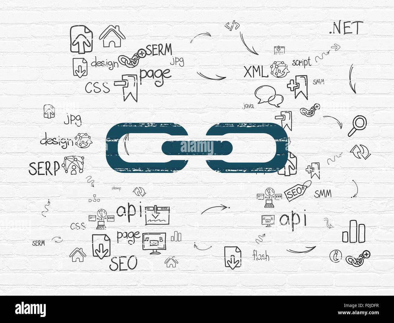 Web design concept: Link on wall background Stock Photo - Alamy