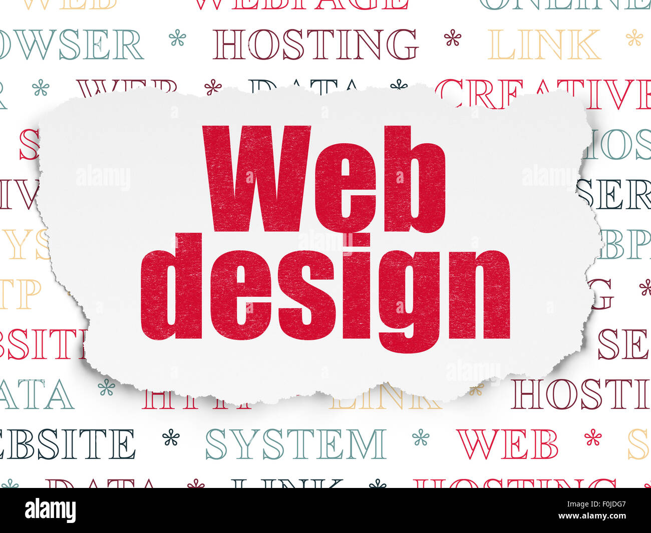 Web development concept: Web Design on Torn Paper background Stock ...