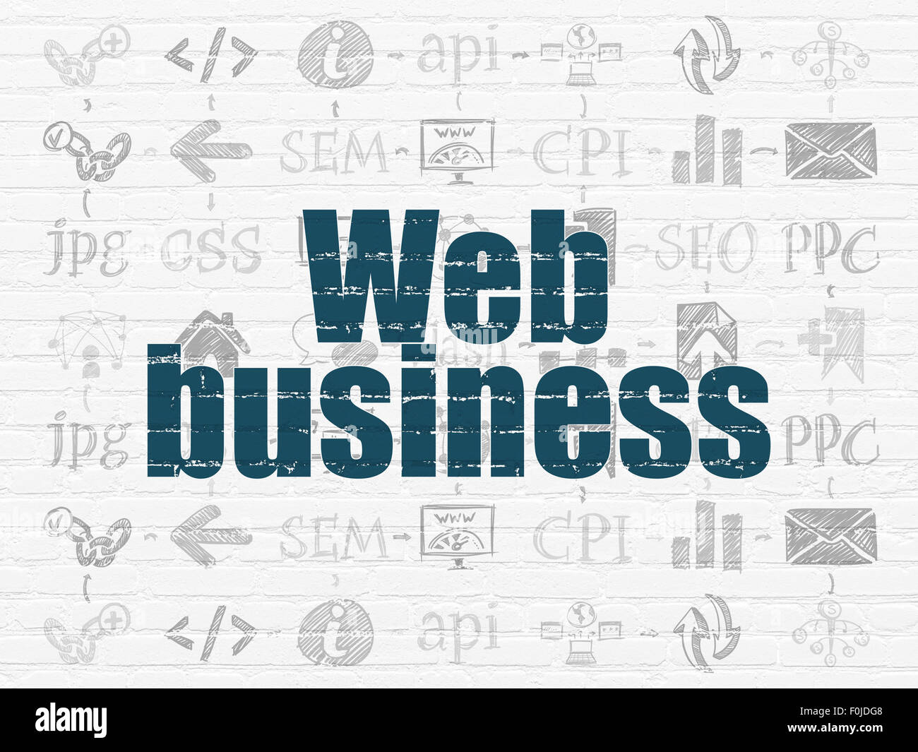 Web development concept: Web Business on wall background Stock Photo ...