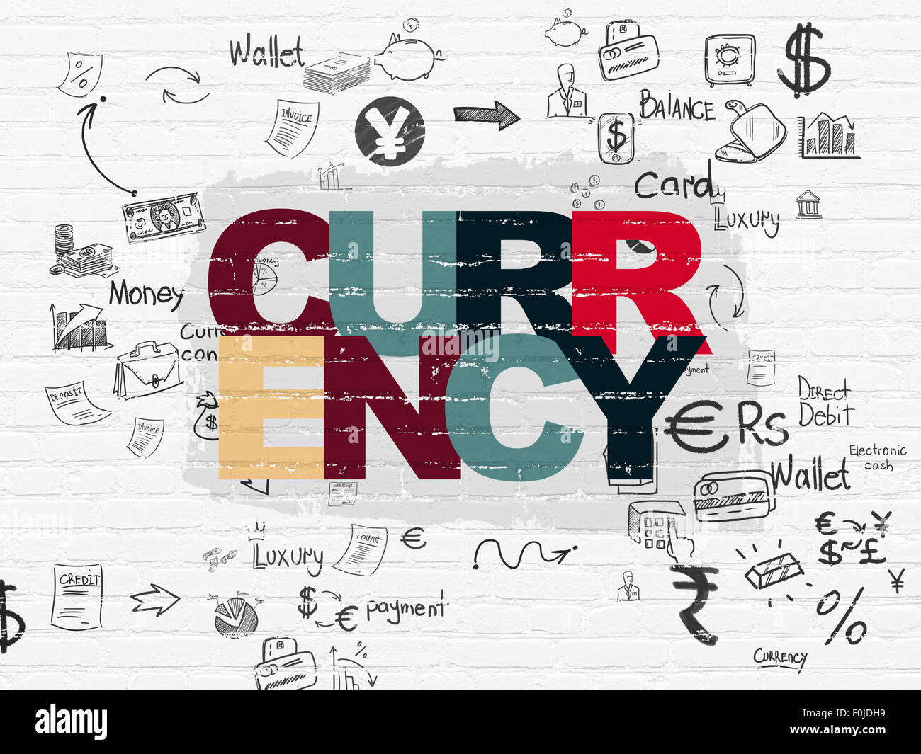 Money concept: Currency on wall background Stock Photo - Alamy