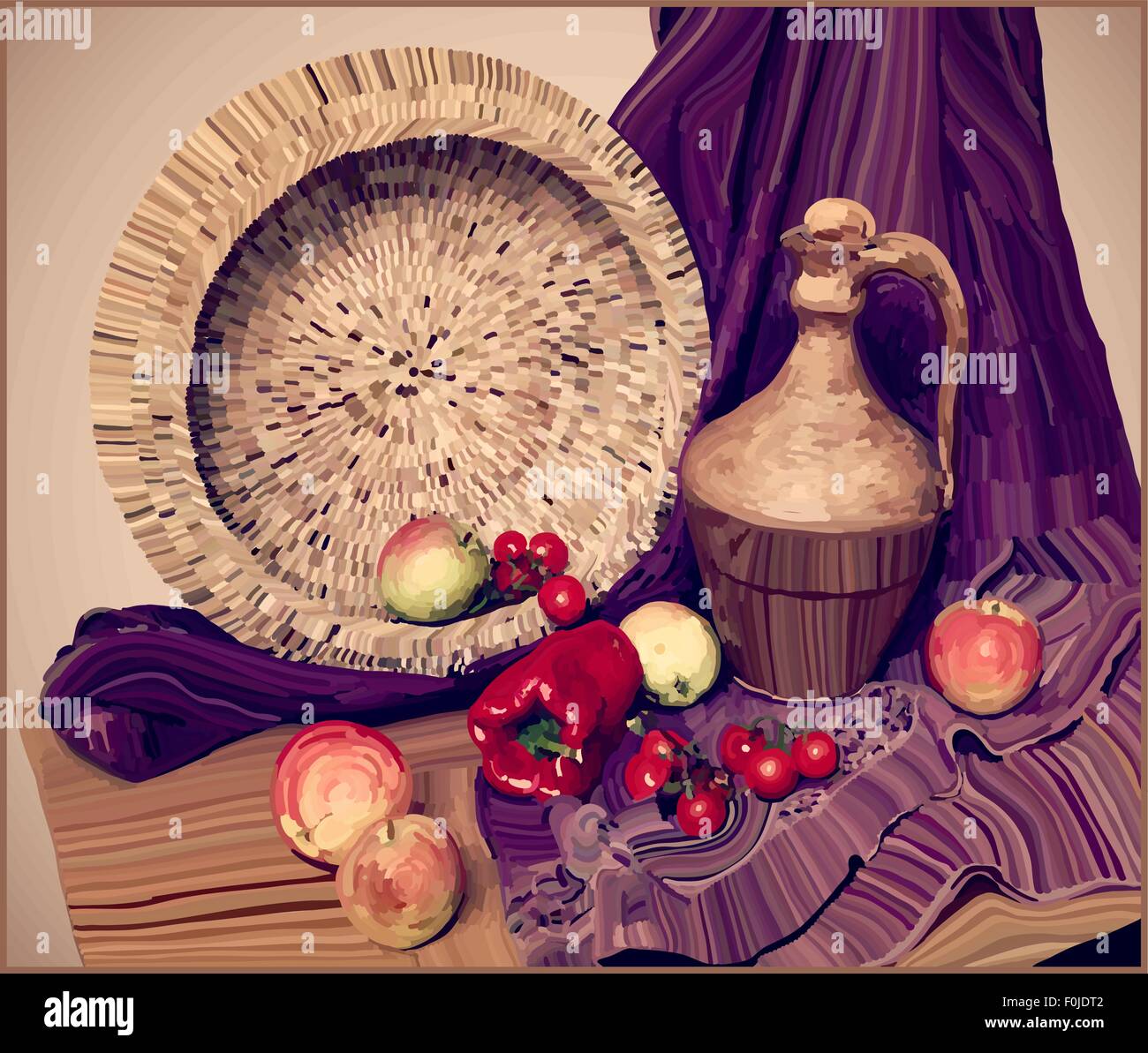 artwork vector painting illustration of still life Stock Vector Image ...