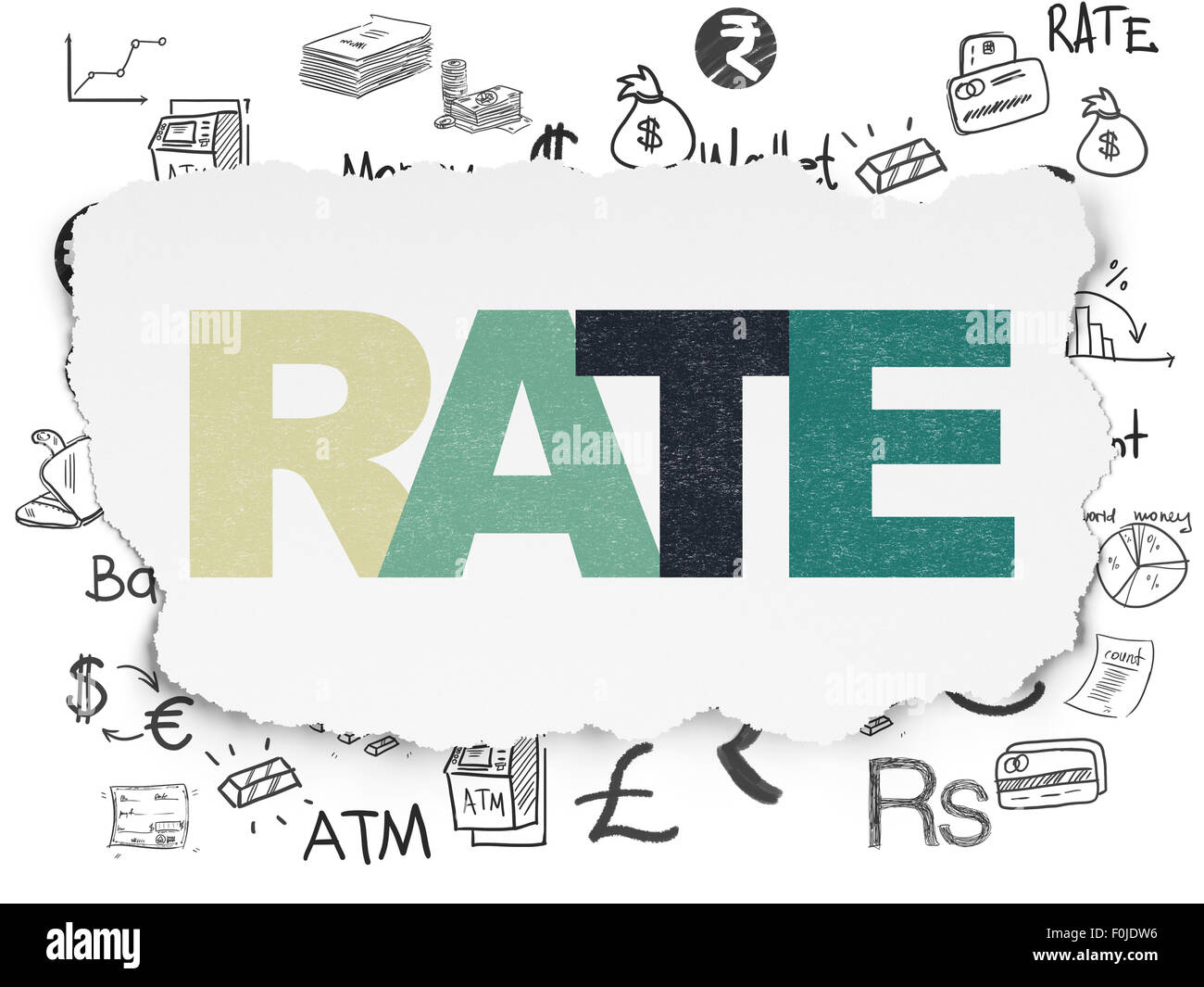 Banking concept: Rate on Torn Paper background Stock Photo - Alamy
