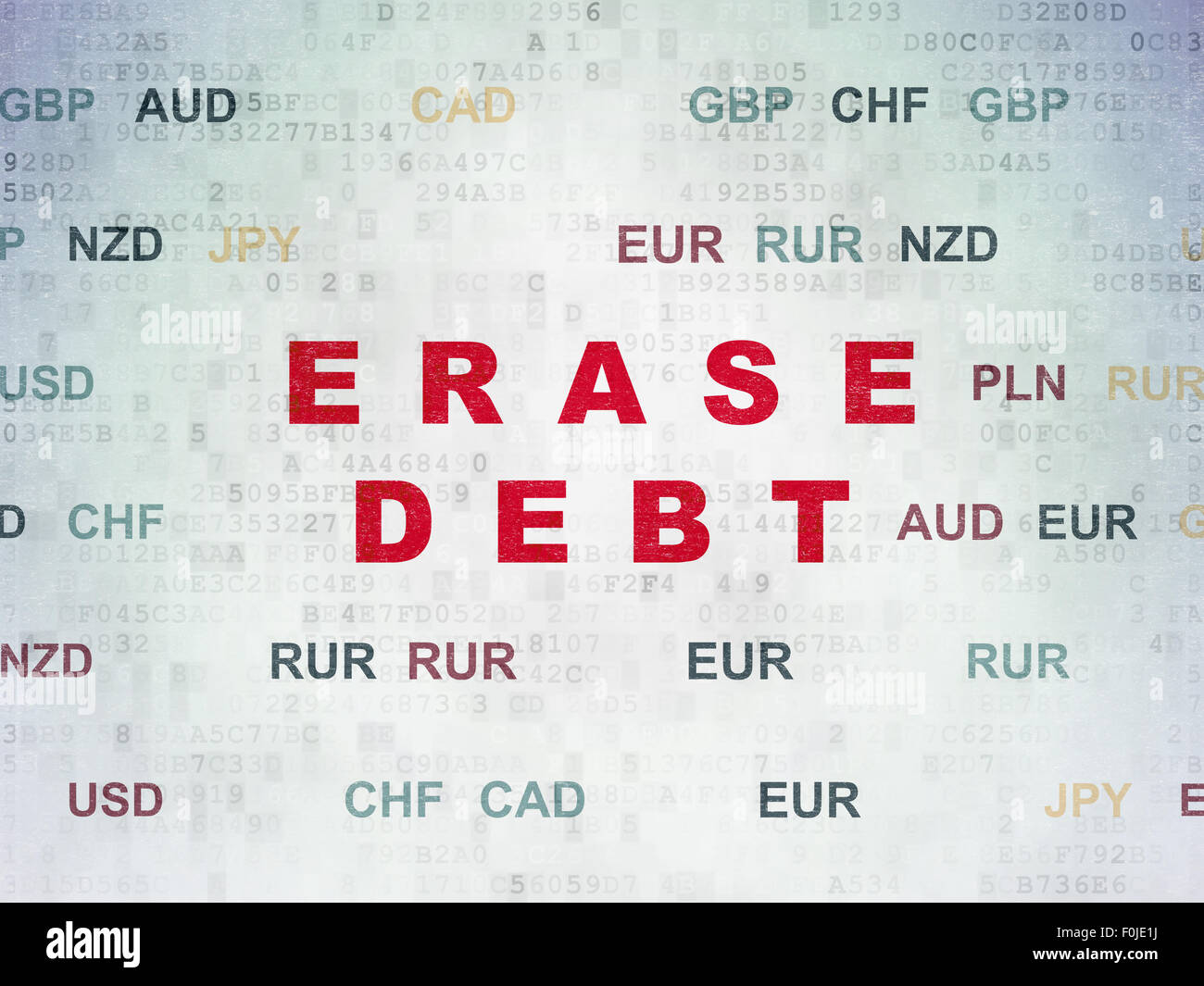 Finance concept: Erase Debt on Digital Paper background Stock Photo - Alamy