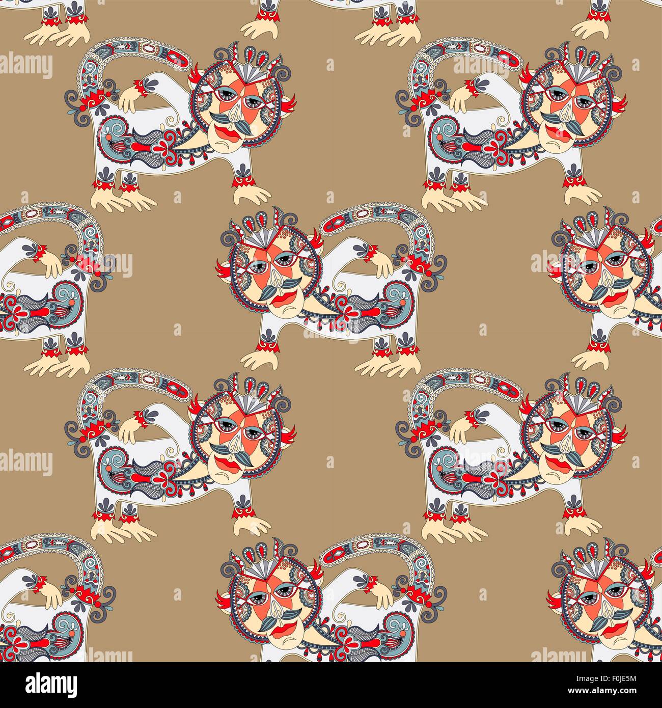 seamless pattern fabric with unusual tribal animal Stock Vector Image ...
