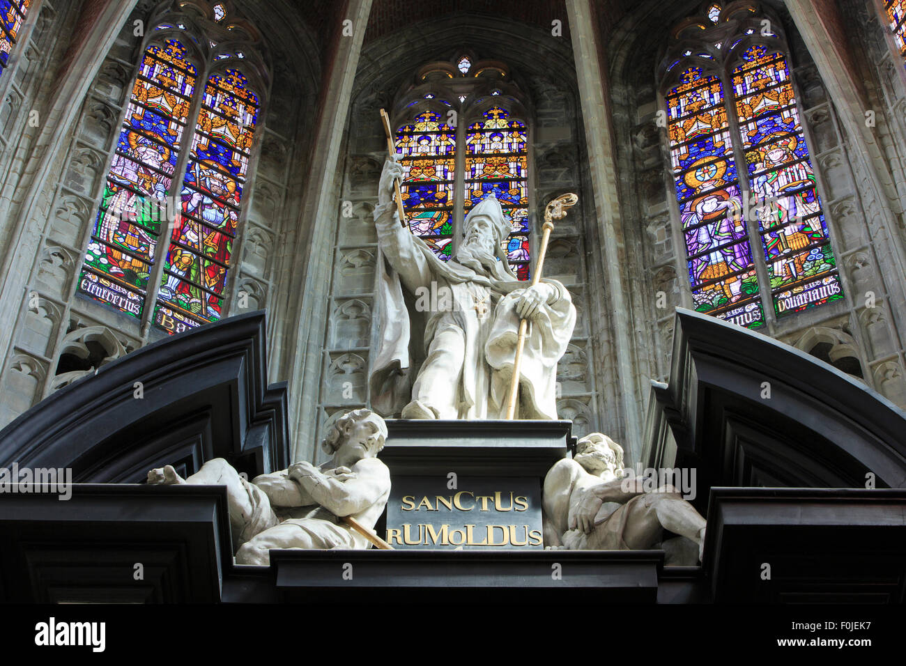 The statue of Saint Rumbold at Saint Rumbold's Cathedral and Tower in ...