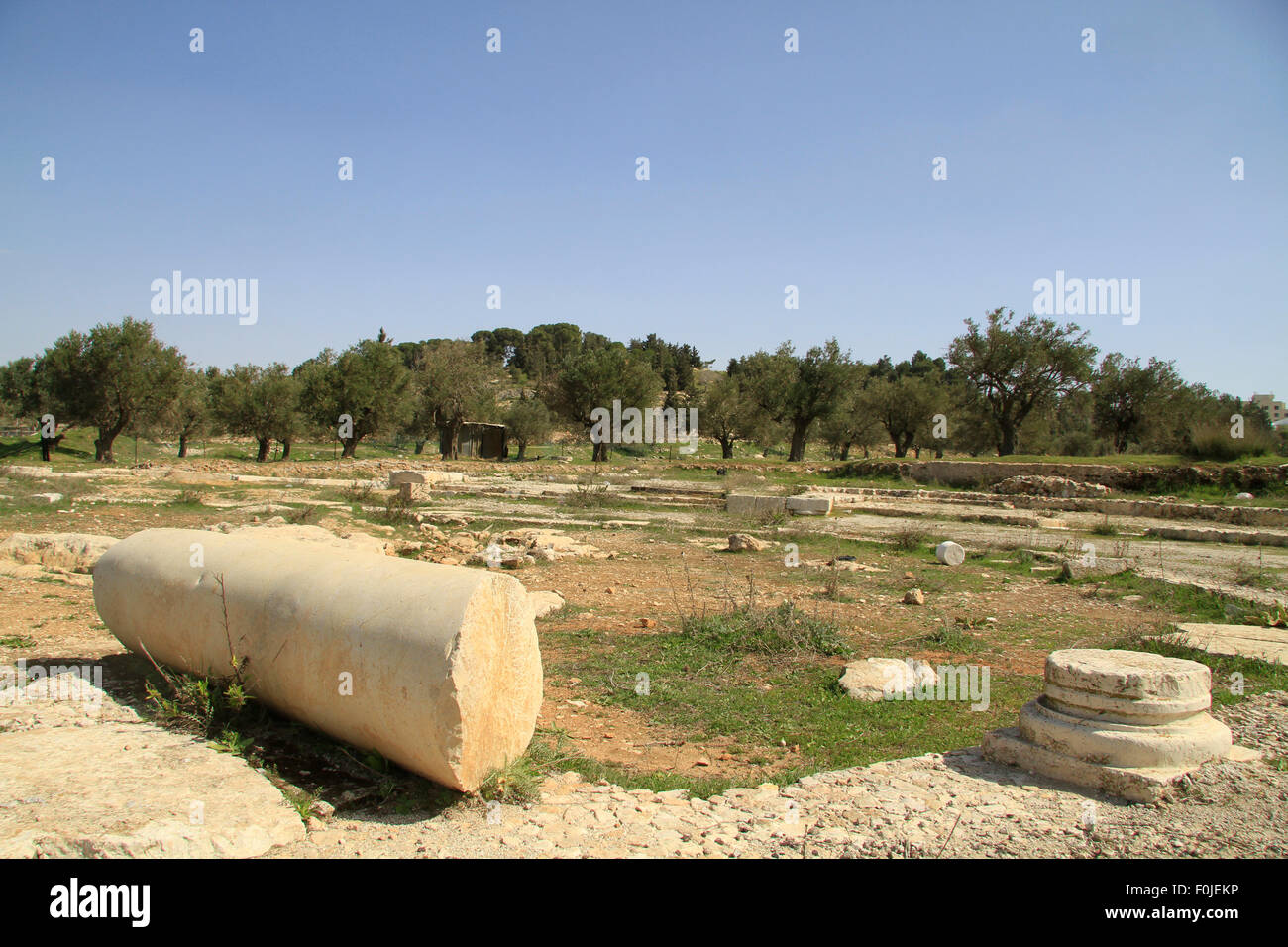 The remains of the Byzantine octagonal Kathisma Church on the Jerusalem ...