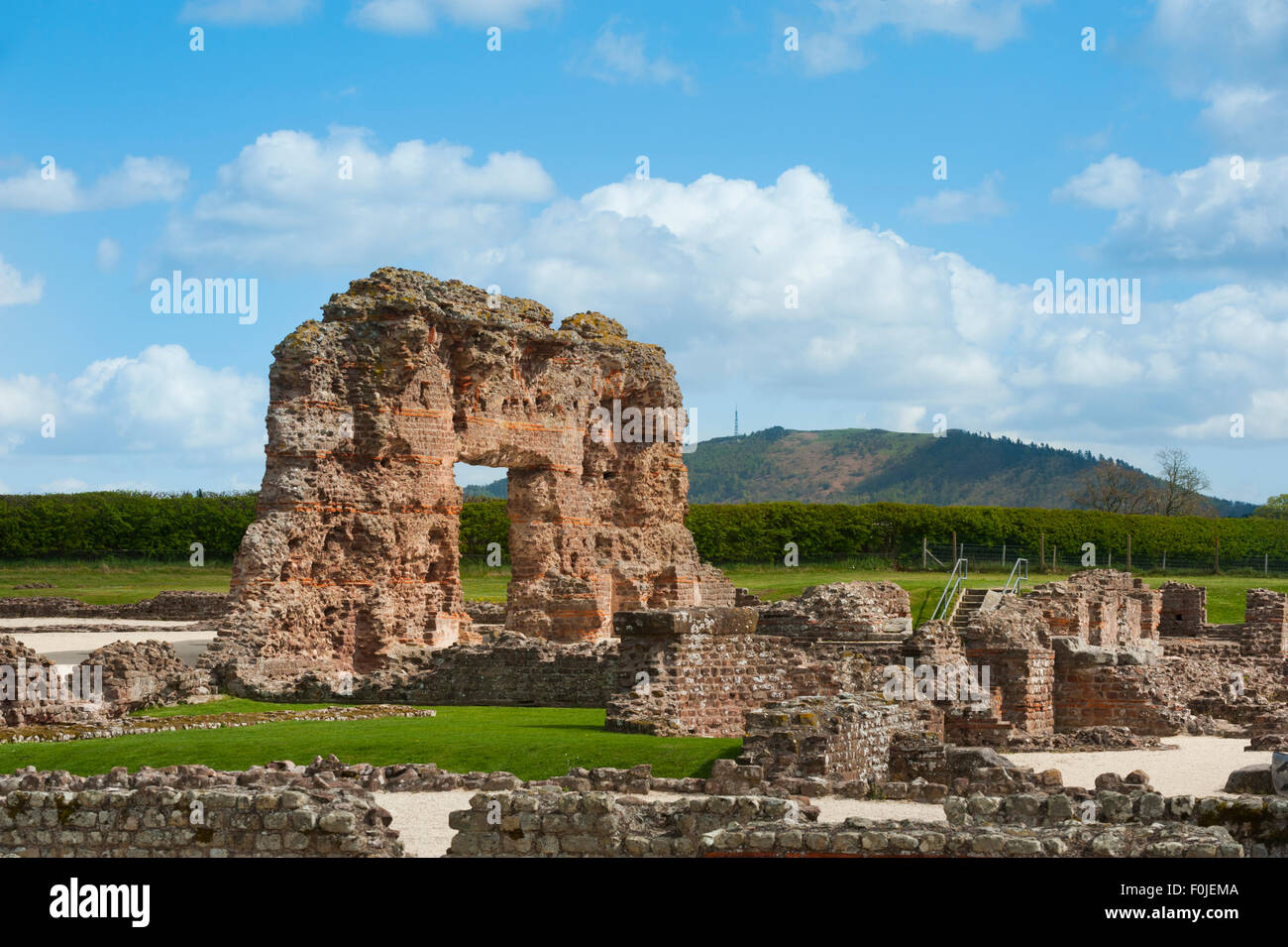Wroxeter Roman city and the Wrekin, Shropshire, England, UK Stock Photo ...