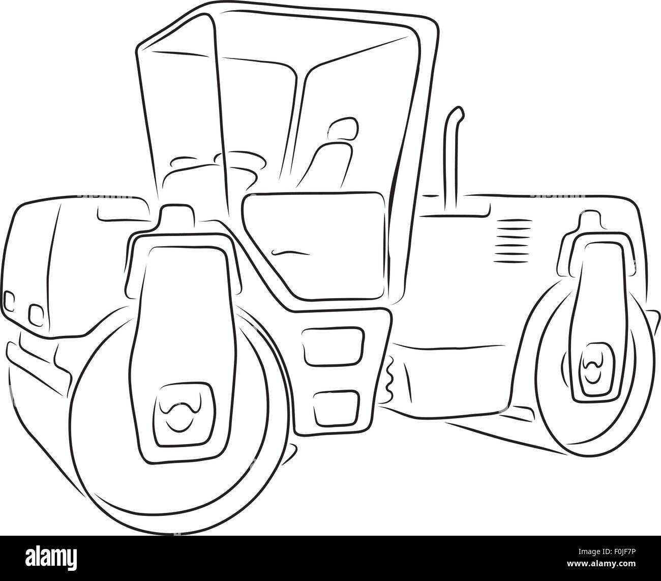 Original road roller isolated on white background. Art vector ...