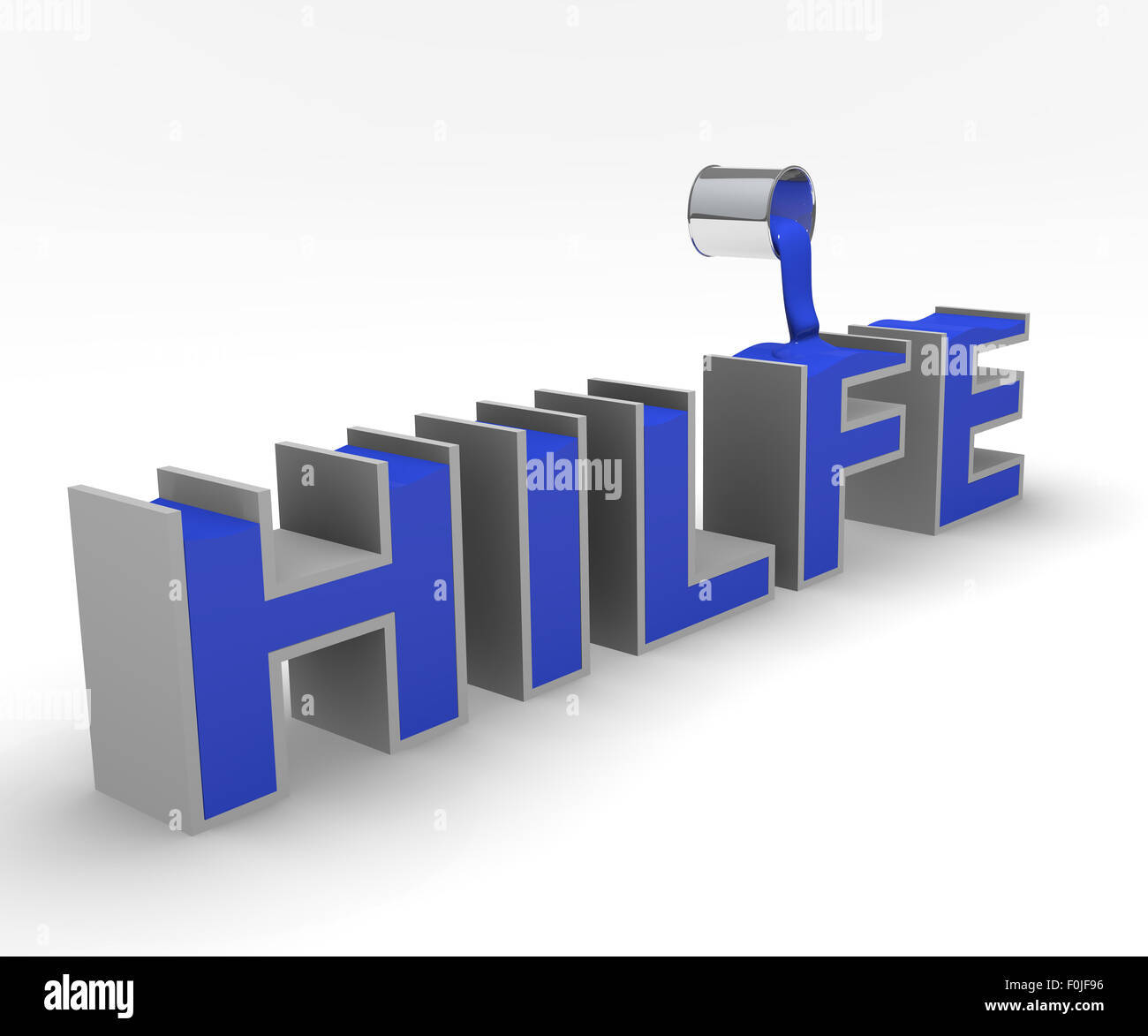 German Help concept with a blue color can, 3d image on white Stock ...