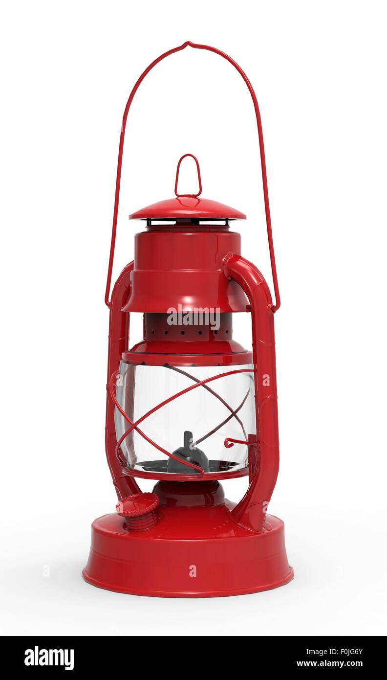 red oil lamp isolated on a white background Stock Photo - Alamy