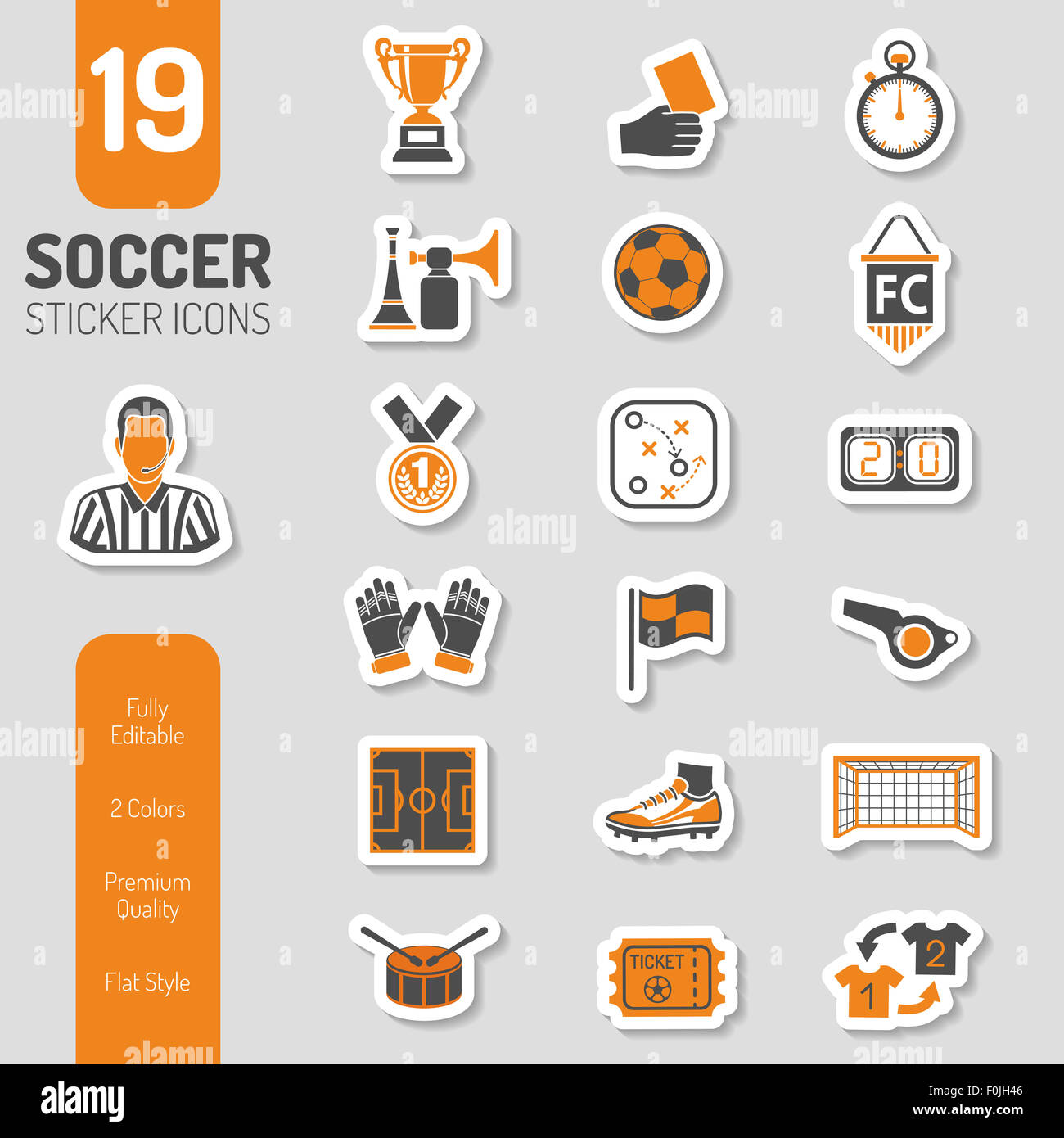 Soccer and Football Icon Sticker Set for Flyer, Poster, Web Site Like ...