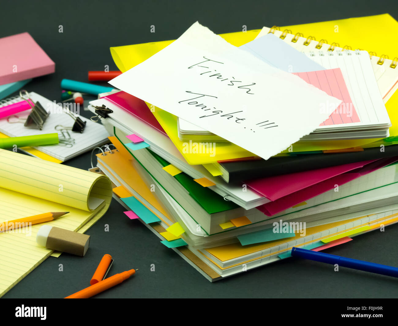 The Pile of Business Documents; Finish Tonight Stock Photo - Alamy