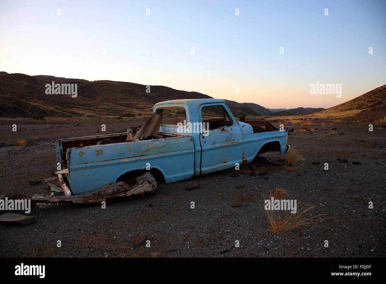 Car crashed in the desert of Namibia. Brandberg Mountains Namibia Stock ...