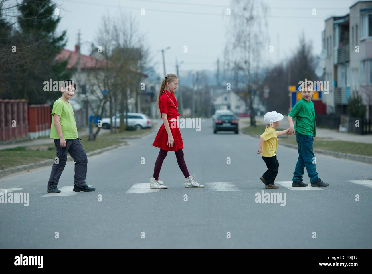 children crossing street on crosswalk Stock Photo - Alamy