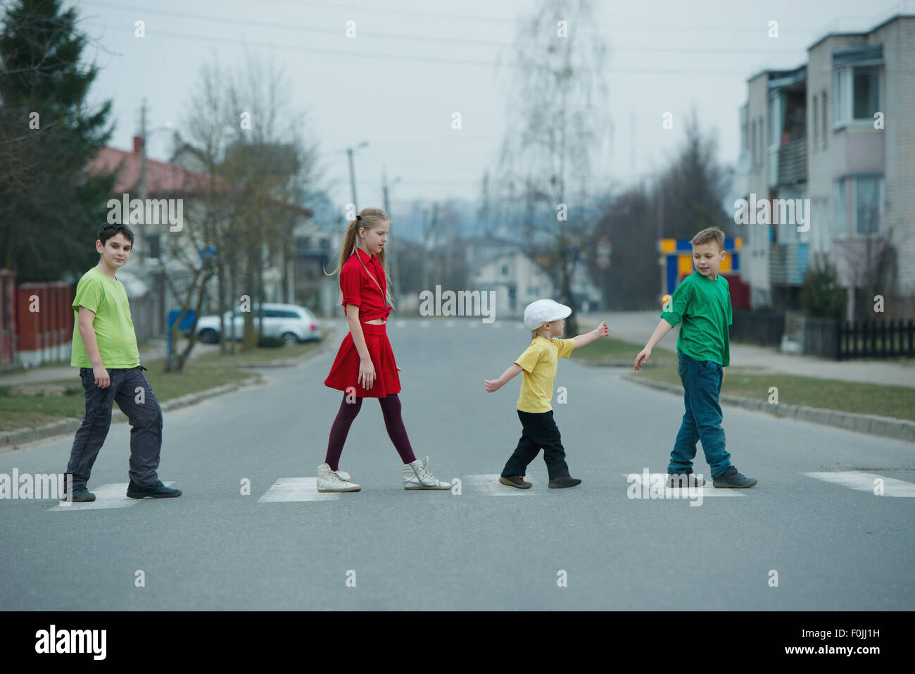 children crossing street on crosswalk Stock Photo - Alamy