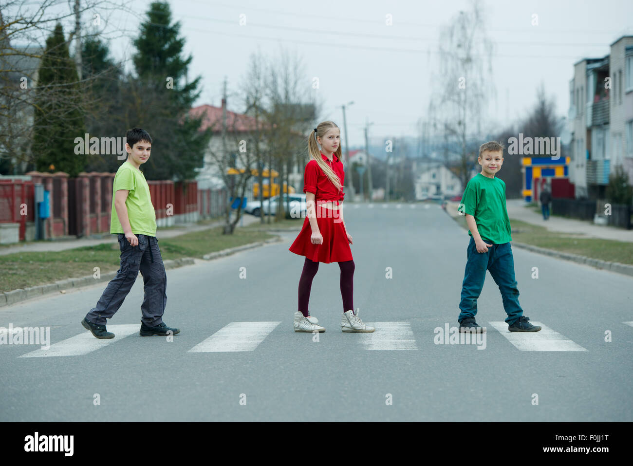 children crossing street on crosswalk Stock Photo - Alamy