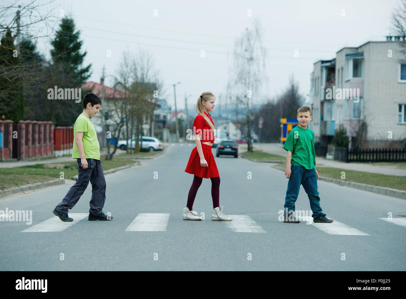 children crossing street on crosswalk Stock Photo - Alamy