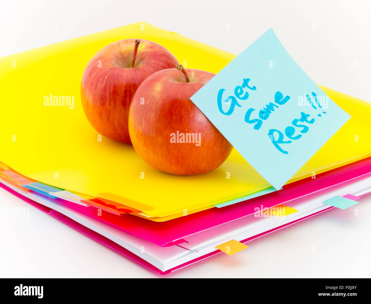 Present of fruits and messages for careing hard work Stock Photo - Alamy
