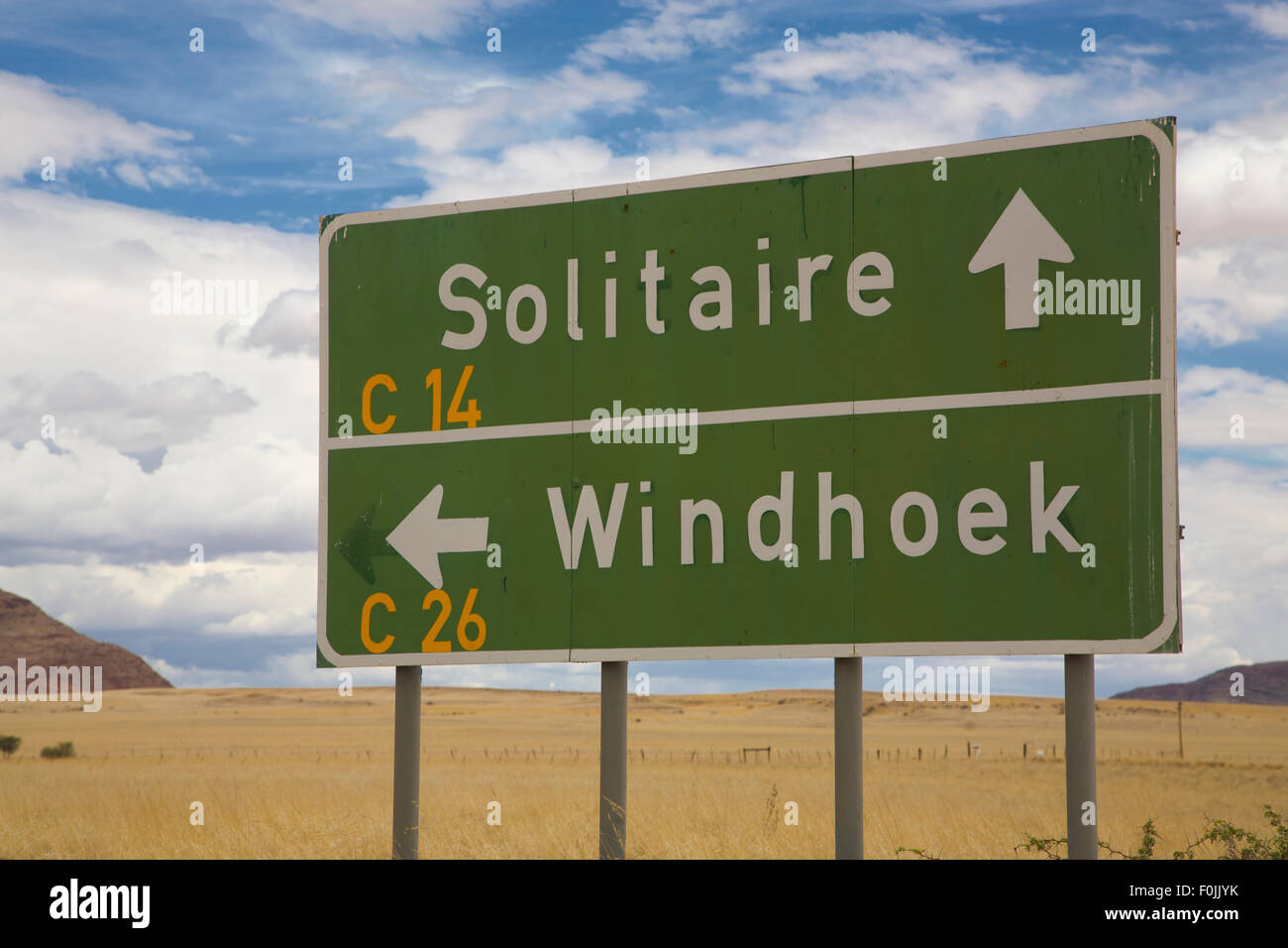 Windhoek and solitaire directions in Namibia Stock Photo - Alamy