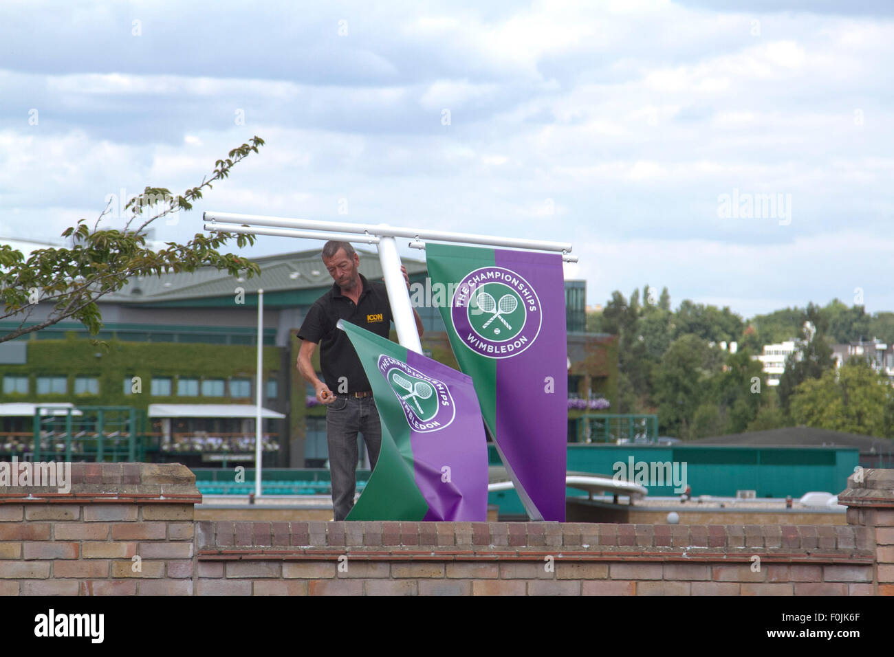 Wimbledon London,UK. 17th August 2015. Wimbledon honours banner bearing ...