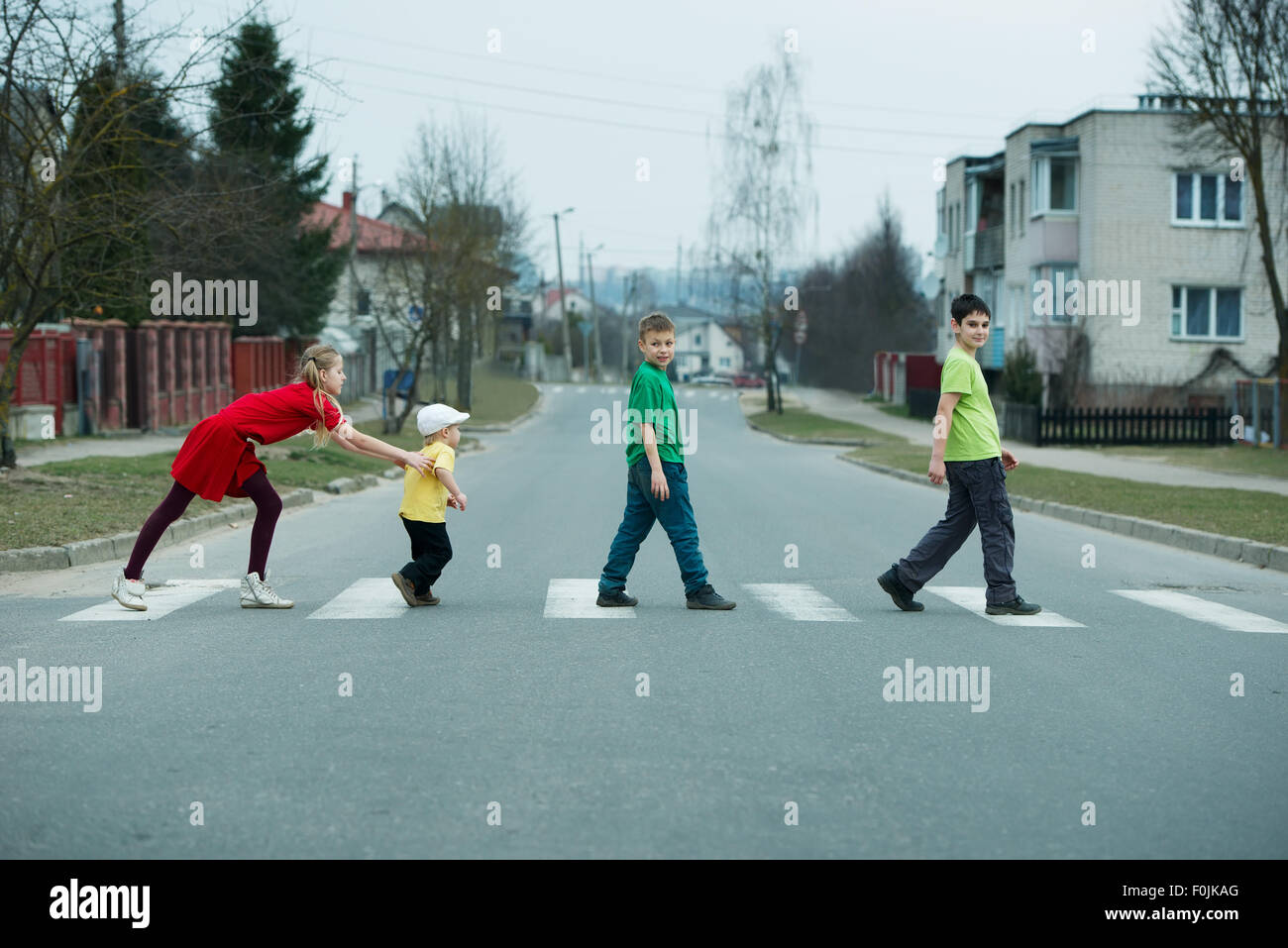 children crossing street on crosswalk Stock Photo - Alamy
