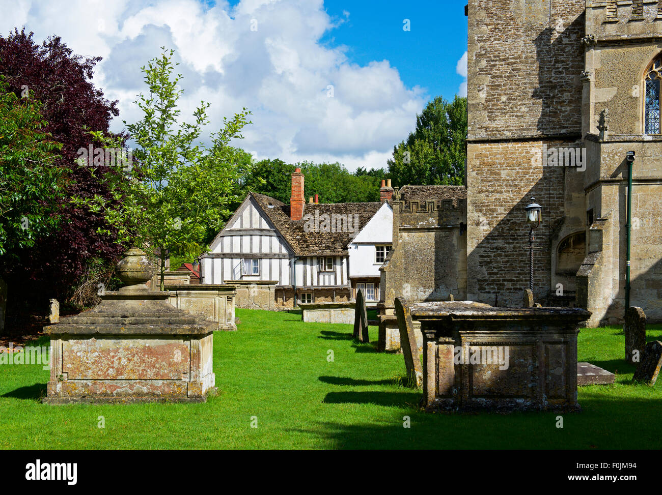The churchyard of St Cyriac's Church, in the village of Lacock ...