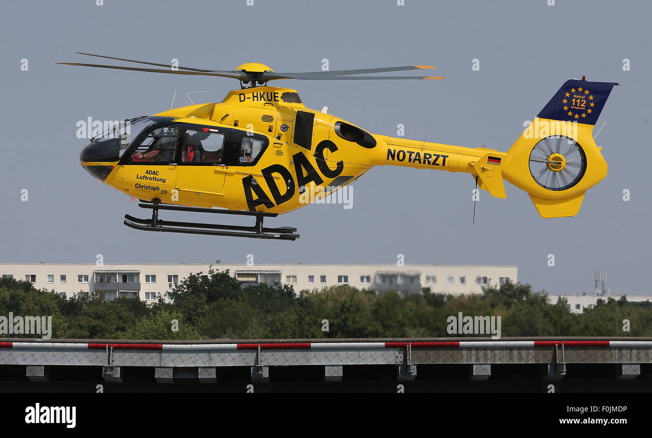 Berlin, Germany. 12th Aug, 2015. A rescue helicopter of ADAC automobile ...